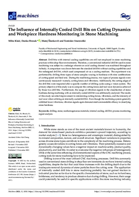 Pdf The Influence Of Internally Cooled Drill Bits On Cutting Dynamics And Workpiece Hardness
