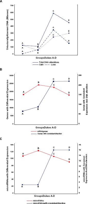 A Distribution Of Aberrant Dna Copy Numbers Across Dukes A B C And D Download Scientific