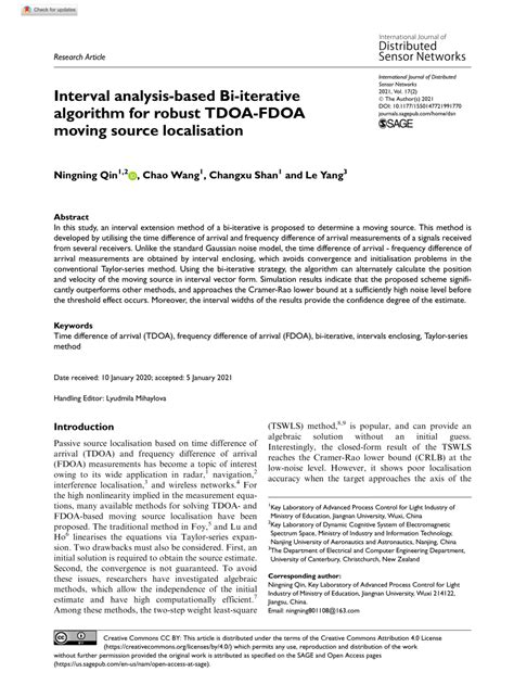 Pdf Interval Analysis Based Bi Iterative Algorithm For Robust Tdoa