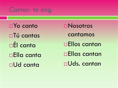 Cantar Chart Spanish Cantar Conjugation Chart Ajprqr