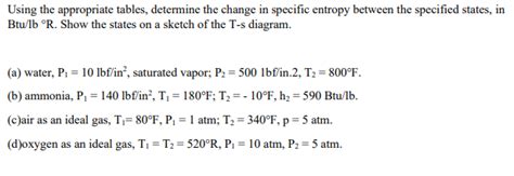 Solved Using the appropriate tables, determine the change in | Chegg.com