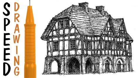 How To Draw Medieval House Speed Drawing Youtube