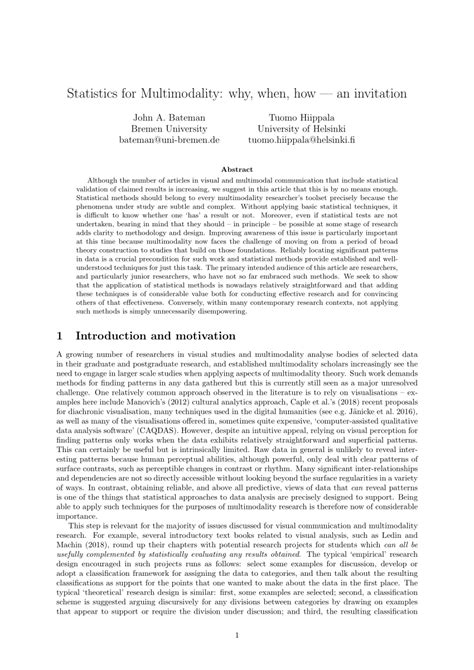 pdf statistics for multimodality why when how an invitation