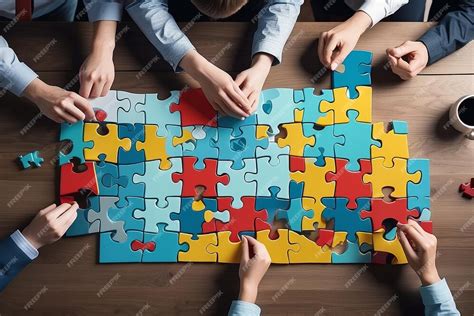 Premium Ai Image Hands Assembling Puzzle Concept Illustration