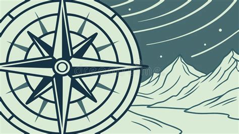 Compass Rose With Abstract Wavy Lines Dynamic Navigation Vector