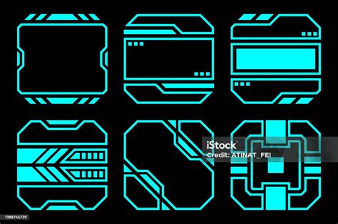 추상 블루 기하학적 모양 윤곽선 프레임 세트 현대 기술 미래 인터페이스 Hud 벡터 디자인 Brand Name Video Game에 대한 스톡 벡터 아트 및 기타 이미지
