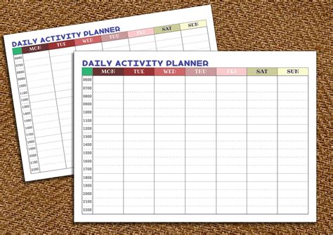 DAILY ACTIVITY PLANNER Printable Daily Activity Planner Daily Activity Schedule Printable
