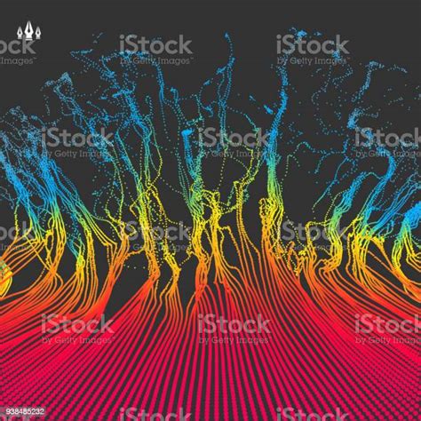 웨이브 배경입니다 그리드 리플 추상적인 벡터 일러스트입니다 3d 기술 스타일입니다 도트 그림입니다 입자를 가진 네트워크 디자인입니다 3차원 형태에 대한 스톡 벡터 아트 및