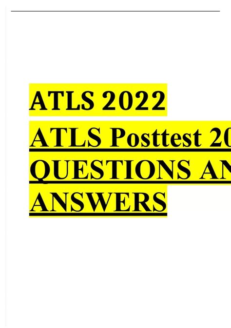 Atls Post Test 2023 Questions And Answers Atls Stuvia Us