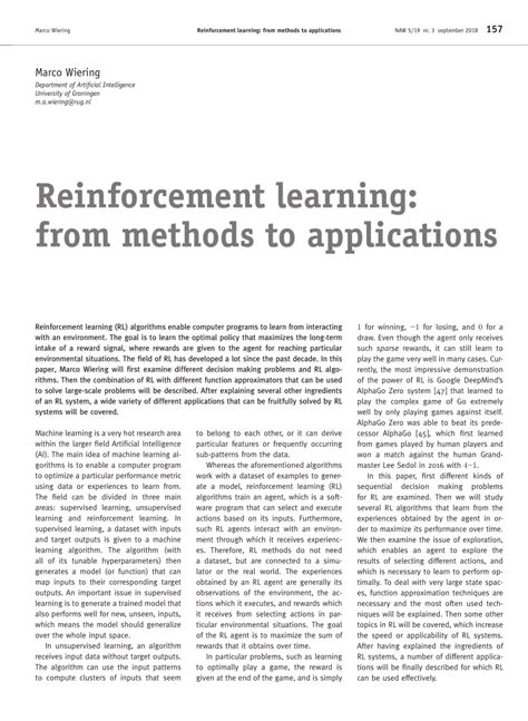 pdf reinforcement learning from methods to applications