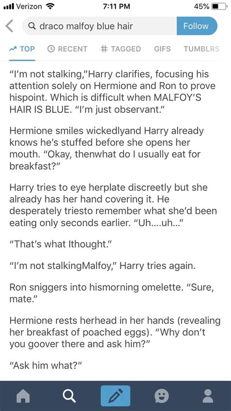 Dracos Blue Hair 39 Harry Potter Headcannons Gay Harry Potter