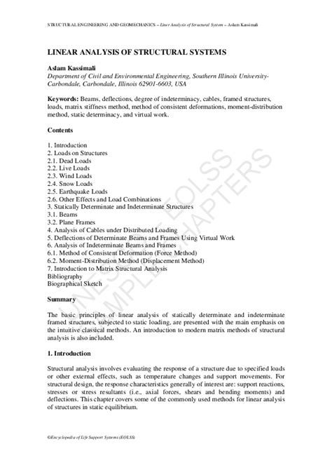 pdf linear analysis of structural systems
