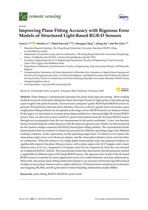 Pdf Improving Plane Fitting Accuracy With Rigorous Error Models Of Structured Light Based Rgb