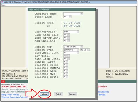 How To View Bill Wise Sale Statement Report In Marg Software