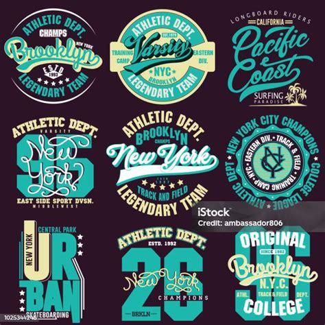 T셔츠 스탬프 그래픽 설정 합니다 스포츠 착용 인쇄 술 엠 블 럼 T 셔츠에 대한 스톡 벡터 아트 및 기타 이미지 T 셔츠 디자인 스포츠 Istock
