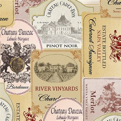 Cheers To You Wine Labels Fabric By The Yard And Fat Quarters From