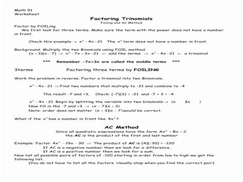 Factoring Ax2 Bx C Worksheet E