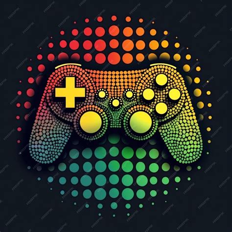 A Game Controller Is Depicted Using A Pattern Of Vibrant Colorful Dots Premium Ai Generated Image