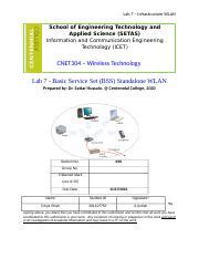 Lab 7 Wireless Technology Docx Lab 7 Infrastructure WLAN Babe Of Engineering Technology