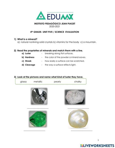 Science Evaluation U5 Piv Worksheet Live Worksheets