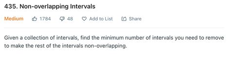 Non Overlapping Intervals This Week I Encountered Many Interval By