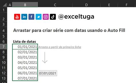 Criar listas sequenciais de DATAS usando AUTO FILL com vídeo