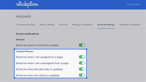 Managing Email Notifications Slickplan