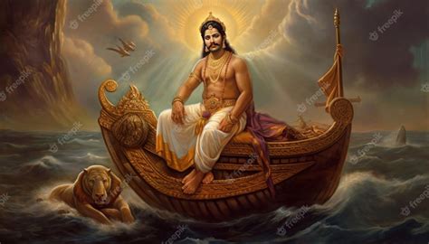 Premium Ai Image God Vishnu Raja Ravi Verma Style Generative Ai