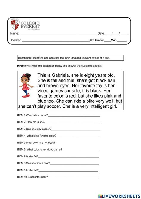 Live Worksheets Comprehension Grade 1
