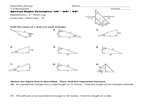 Solving Right Triangles Worksheets