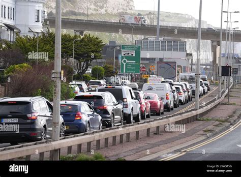 Passengers Queue For Ferries At The Port Of Dover In Kent As The