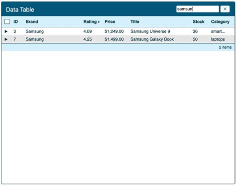React Data Table Frontend Development