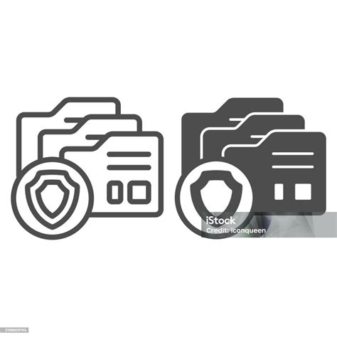 Data Secure Folder Line And Solid Icon Data Protection Concept Vector