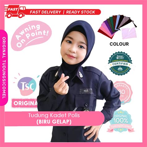 Tsc Tudung Kadet Polis Biru Gelap Lycra Dua Lapis Shopee Malaysia