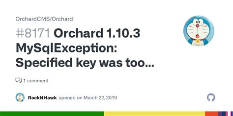 orchard 1 10 3 mysqlexception specified key was too long max key