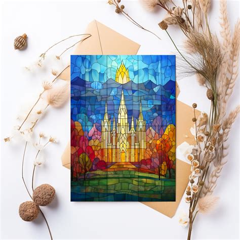 Lds Temple Stained Glass Art Print Mormon Temple Digital Download Etsy