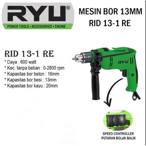 Jual Murah Mesin Bor Listrik Ryu Rdr 10 3 Re Ryu Rid 13 1 Re Electric
