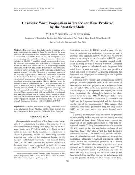 Pdf Ultrasonic Wave Propagation In Trabecular Bone Predicted By The Stratified Model