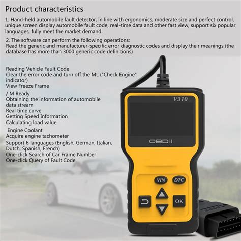 V310 Code Reader Scanner V1.1 Check Engine Fault Car Speed Probe Diagnostic Tool