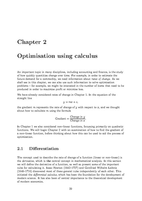 Acc1012 2017 2018 Lecture Notes Chapter 2 Optimisation Using Calculus