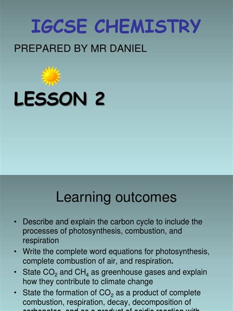 Lesson 2 Igcse Chemistry Carbon Cycle Pdf Carbon Cycle Carbon Dioxide
