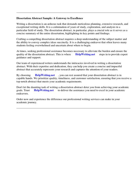 Dissertation Abstract Sample Pdf