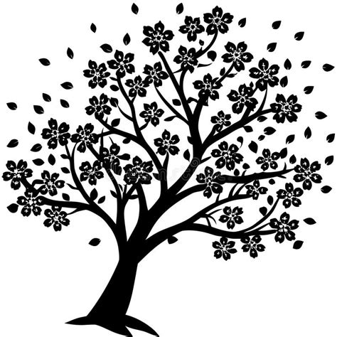 Cherry Blossom Tree Silhouette Vector For Spring Nature And Japanese