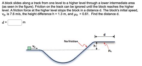 solved a block slides along a track from one level to a