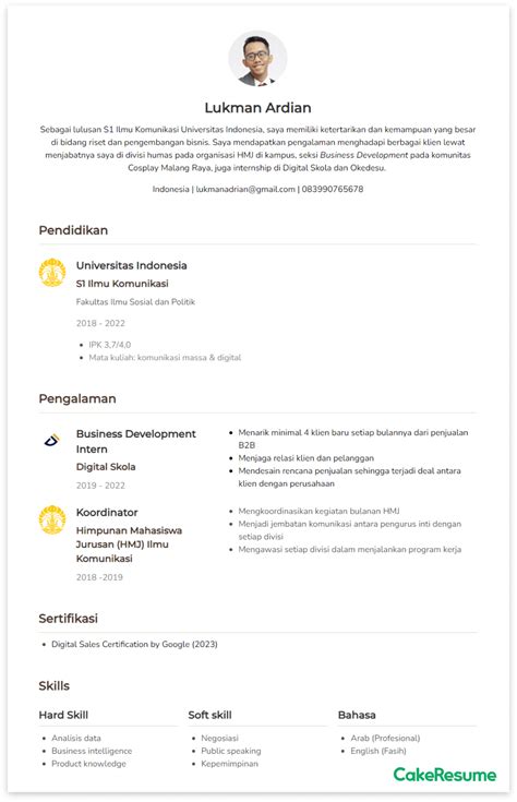 Cara Membuat Cv Business Development Beserta Contoh Benar Dan Salah