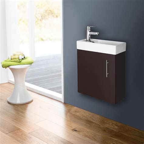 Compact Bathroom Vanity Unit Basin Sink Cloakroom Mm Wall Hung Ebay