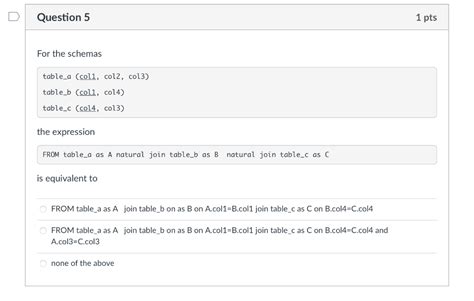 Solved Question Pts The Query Select Name Course Id Chegg
