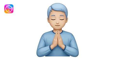 Two Hands In Prayer Pose Muted Blue Outline Beige Fill Soft Glow