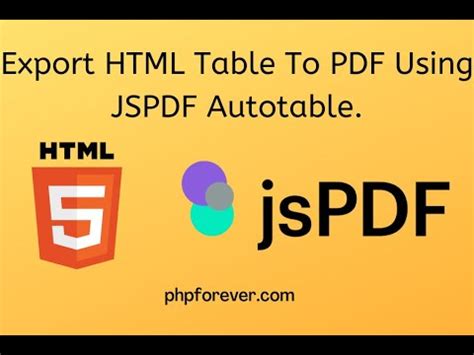 Export HTML Table To PDF Using JSPDF Autotable YouTube