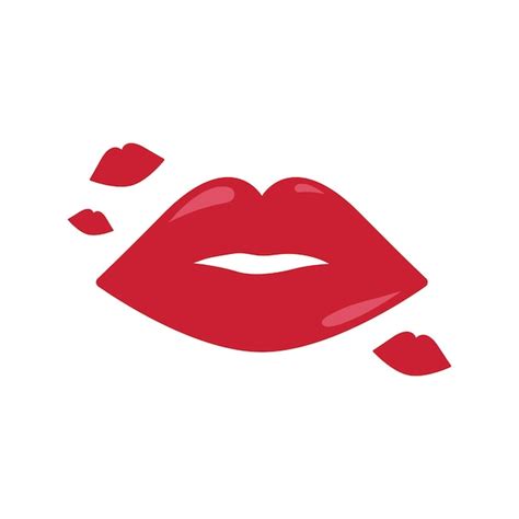 빨간 여자 입술 흰색 배경에 고립입니다 립스틱 키스 프리미엄 벡터